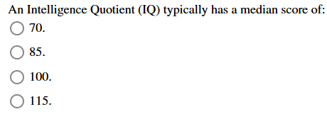 Solved An Intelligence Quotient (IQ) ﻿typically has a median | Chegg.com