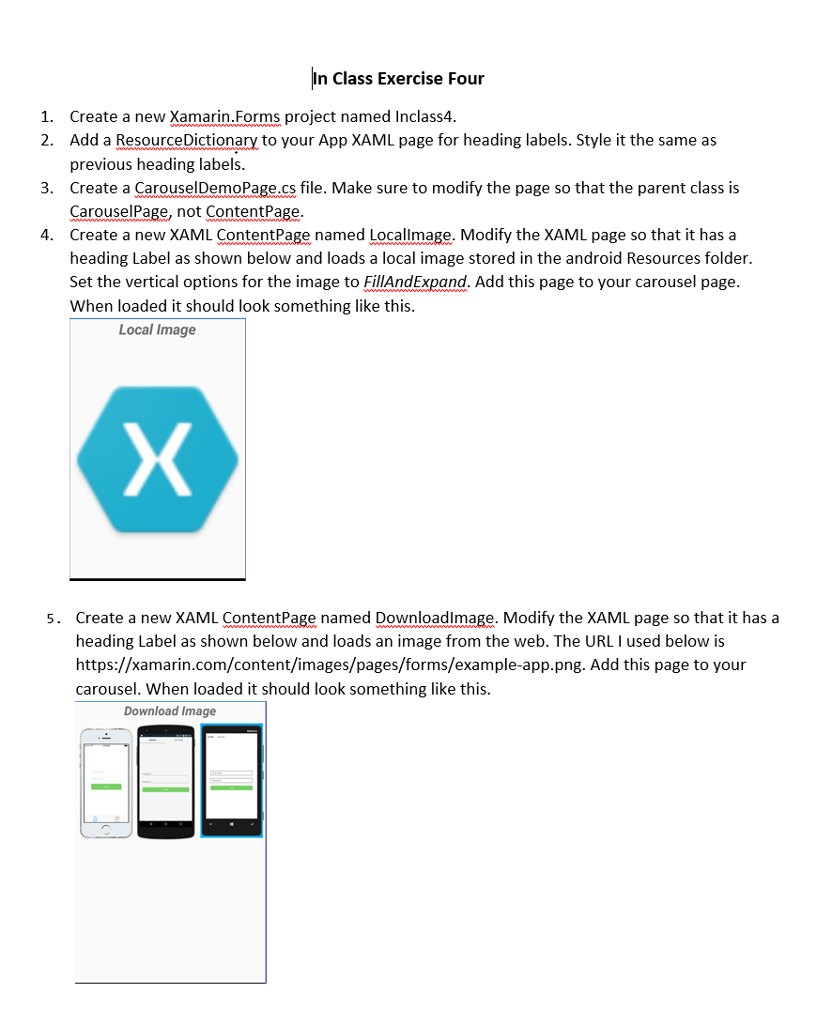 In Class Exercise Four Create a new Xamarin. Forms | Chegg.com
