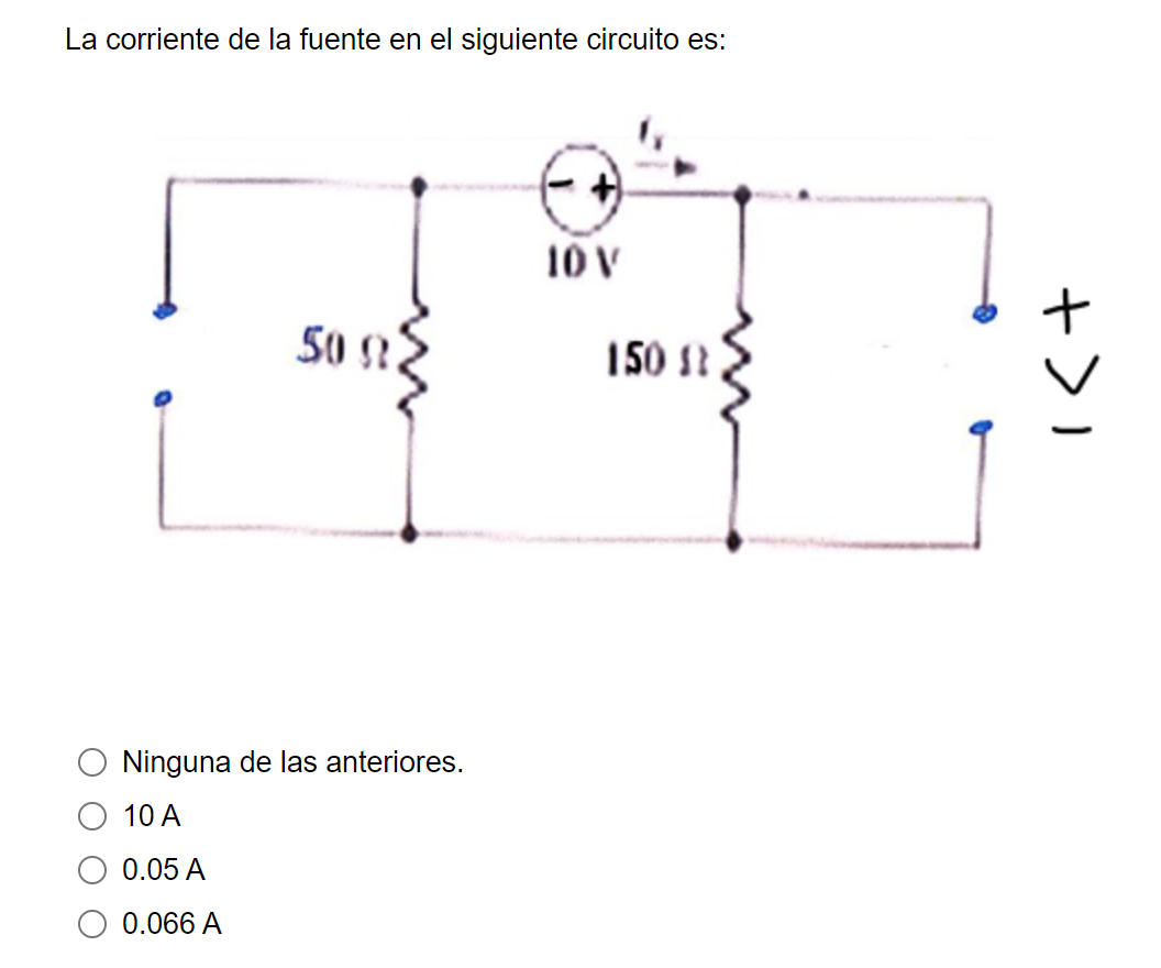 Solved La corriente de la fuente en el siguiente circuito | Chegg.com