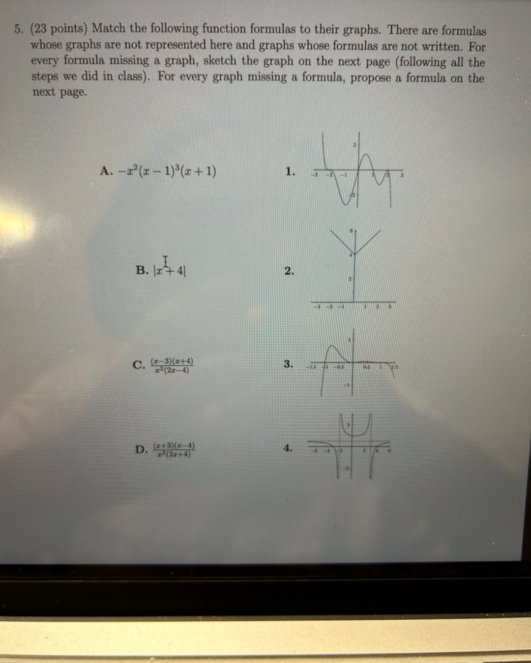 Solved 5. (23 points) Match the following function formulas | Chegg.com