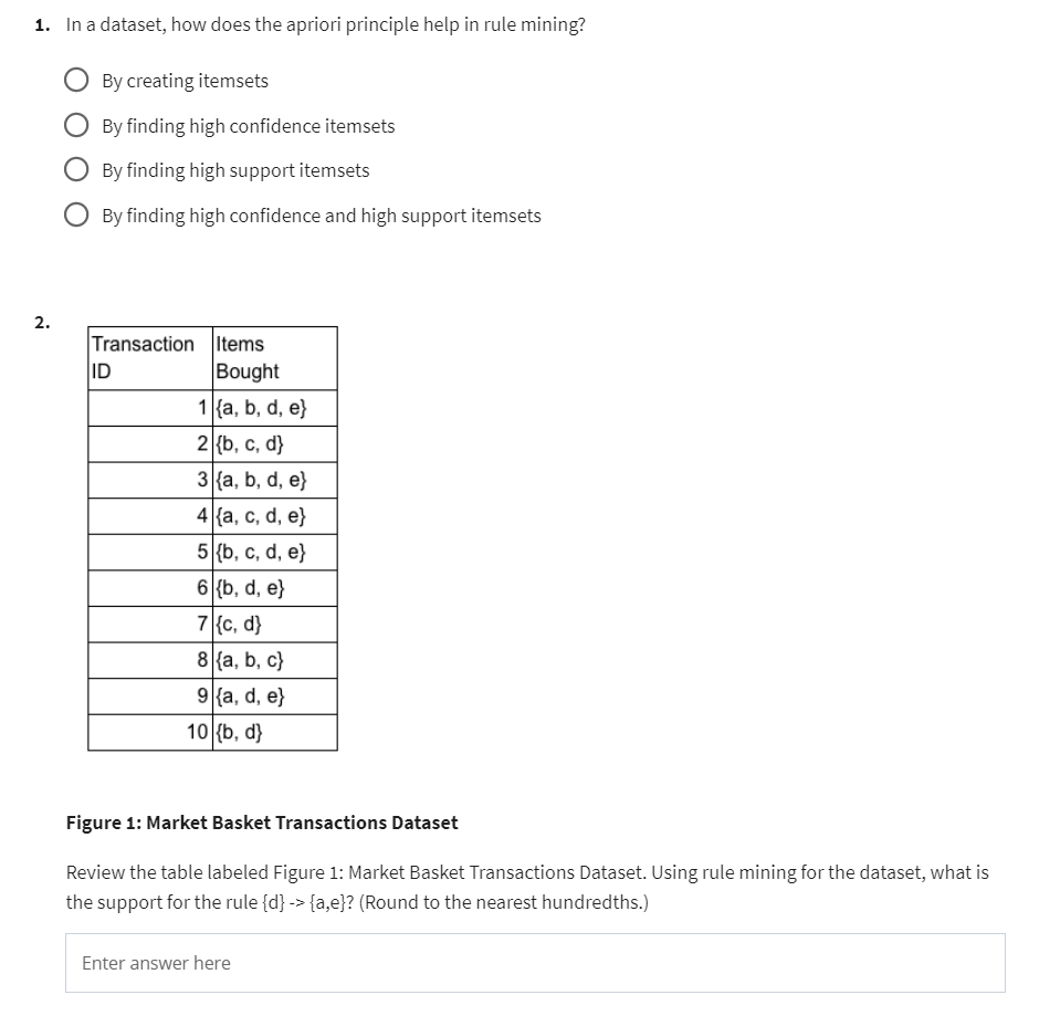 [solved] 1 In A Dataset How Does The Apriori Principle