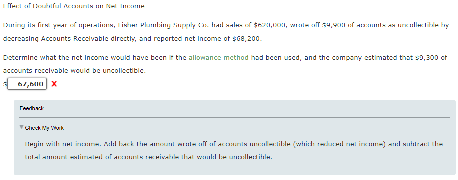 Solved Effect of Doubtful Accounts on Net Income During its | Chegg.com