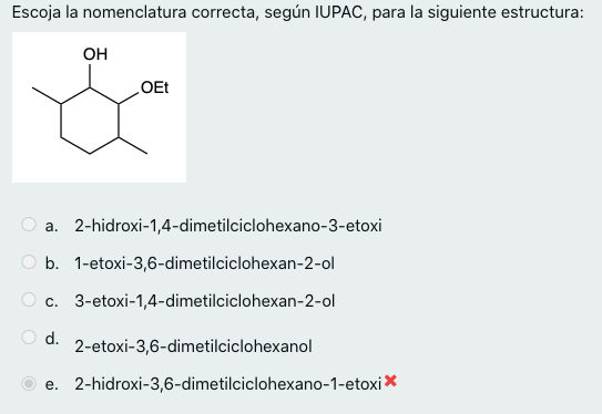 Solved Escoja la nomenclatura correcta, según IUPAC, para la | Chegg.com