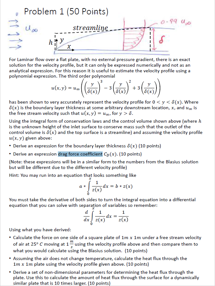 Solved Problem 1 (50 Points) 0-99 Us streamline -- h" y For | Chegg.com