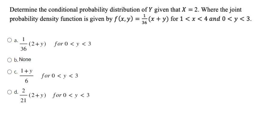 Solved Determine the conditional probability distribution of | Chegg.com