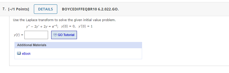 Solved 7. (-/1 Points) DETAILS BOYCEDIFFEQBR10 6.2.022.GO. | Chegg.com