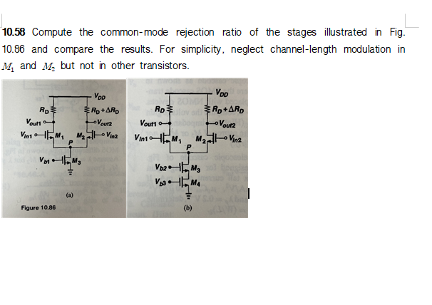 Solved 10.58 Compute the common-mode rejection ratio of the | Chegg.com