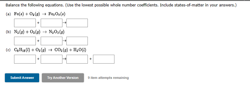 Solved Balance the following equations. (Use the lowest | Chegg.com