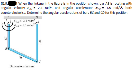 Solved (Q.3. When the linkage in the figure is in the | Chegg.com