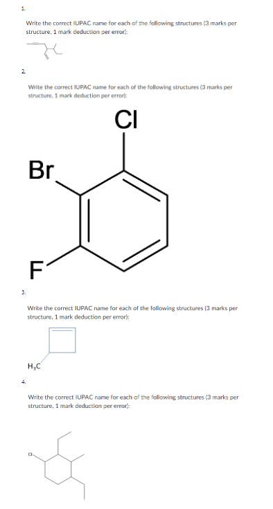 Solved Write the correct IUPAC name for each of the | Chegg.com