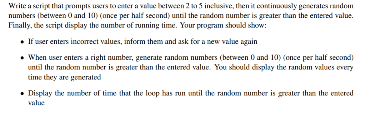 Solved Write a script that prompts users to enter a value | Chegg.com