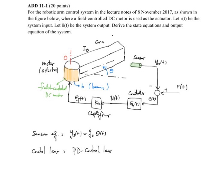 Solved ADD 11-1 (20 points) For the robotic arm control | Chegg.com