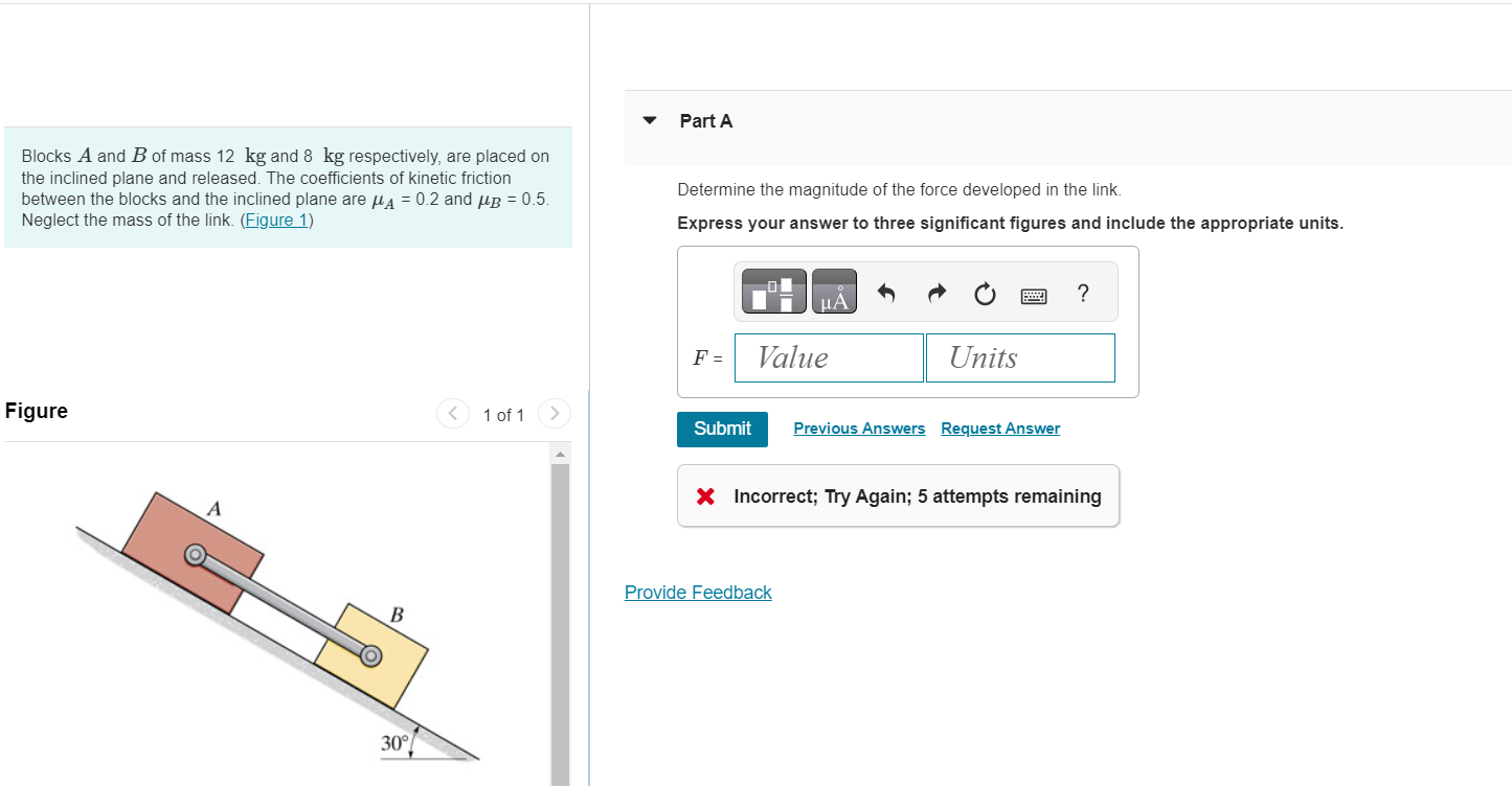 Solved Blocks A and B of mass 12 kg and 8 kg respectively, | Chegg.com