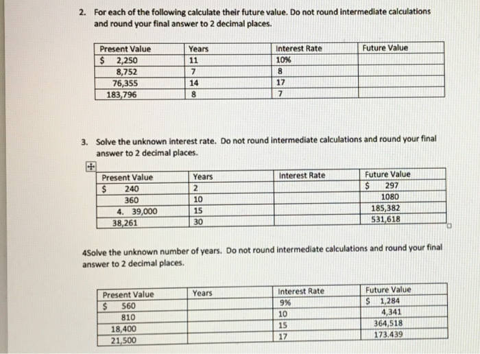 Solved For each of the following calculate their future | Chegg.com