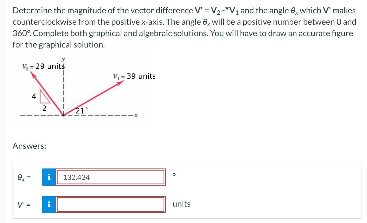 Solved Determine the magnitude of the vector difference | Chegg.com