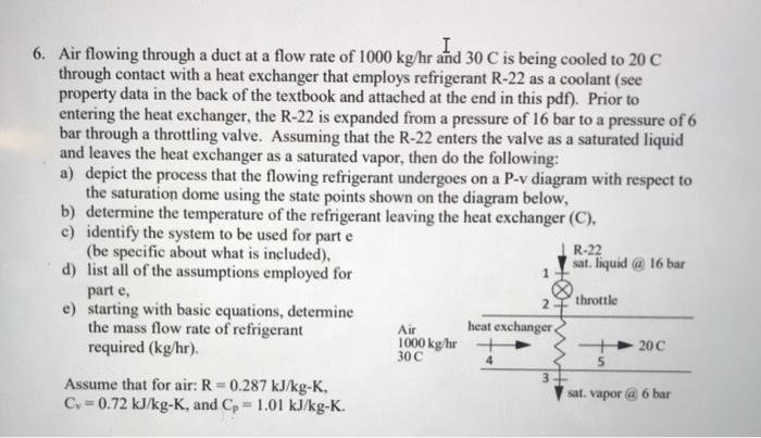 Solved 6. Air flowing through a duct at a flow rate of 1000 | Chegg.com