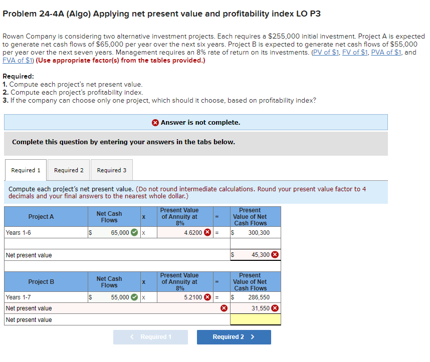 Problem 24-4A (Algo) Applying net present value and | Chegg.com