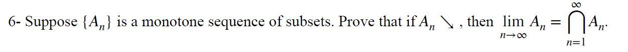 Solved 6- Suppose {An} is a monotone sequence of subsets. | Chegg.com