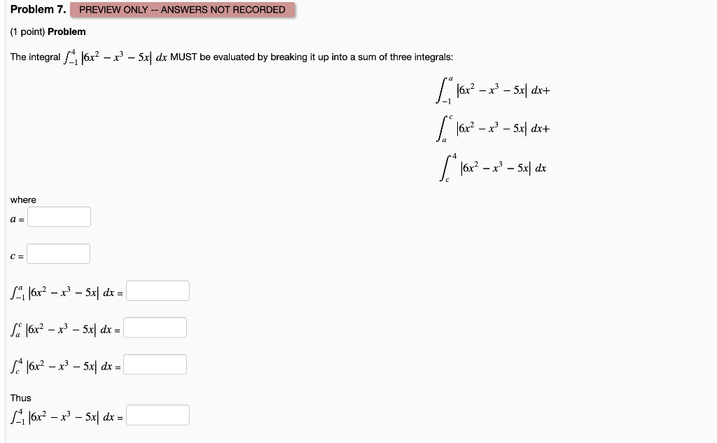 Solved Problem 7. PREVIEW ONLY -- ANSWERS NOT RECORDED (1 | Chegg.com