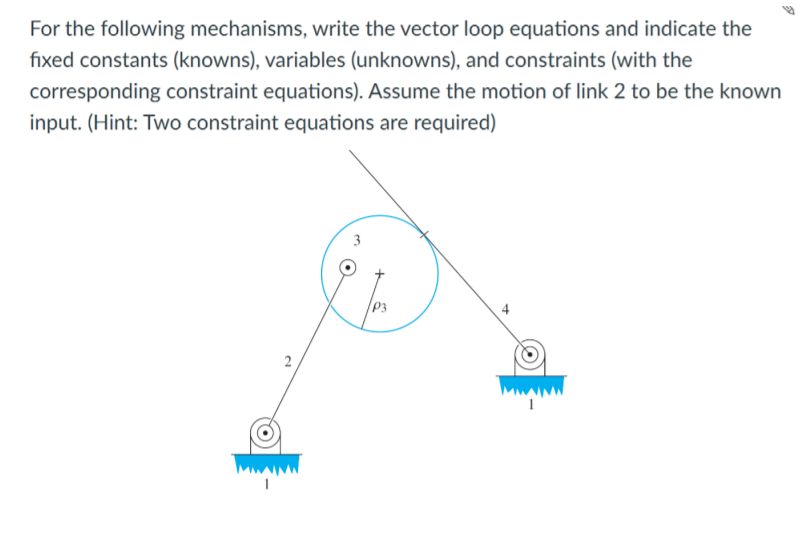 Solved For the following mechanisms, write the vector loop | Chegg.com