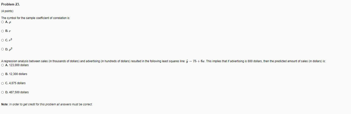 Solved Problem 23. (4 points) The symbol for the sample | Chegg.com