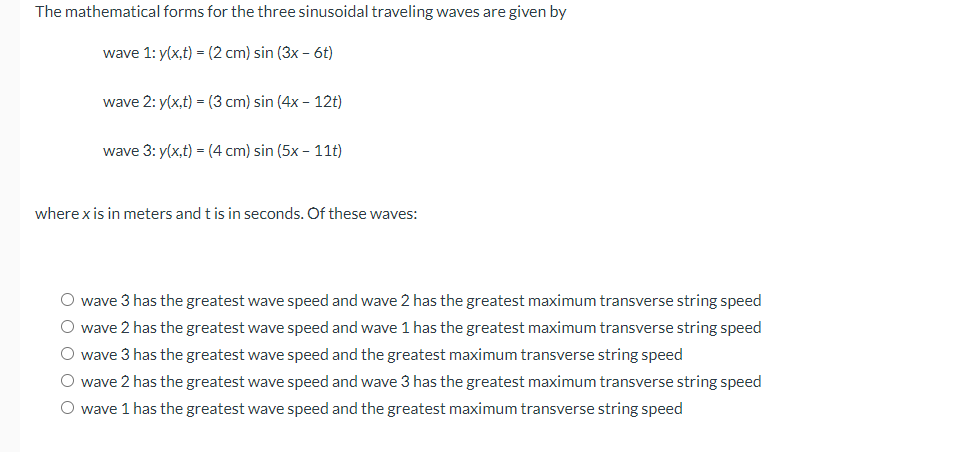 Solved The Mathematical Forms For The Three Sinusoidal