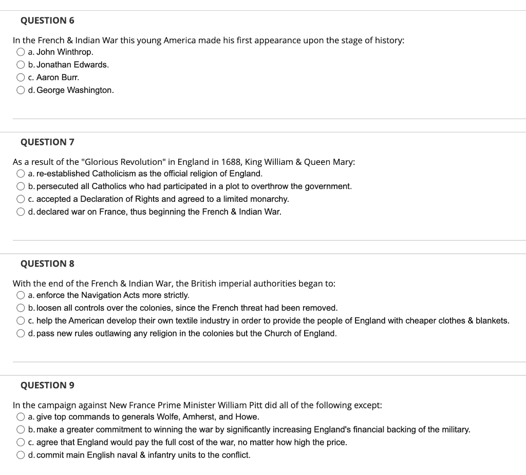Solved QUESTION 6 In the French & Indian War this young | Chegg.com