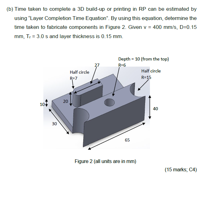 Solved (b) Time taken to complete a 3D build-up or printing | Chegg.com