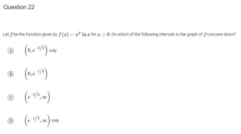 Solved Let f be the function given by f(x)=x2lnx for x>0. On | Chegg.com