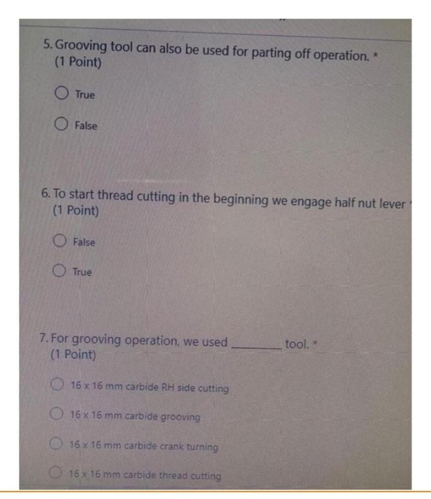 Solved 5. Grooving tool can also be used for parting off | Chegg.com