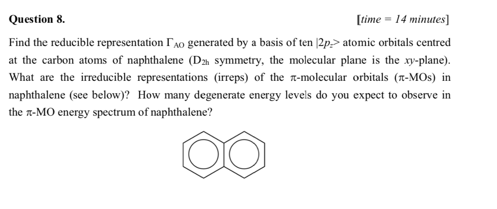 Solved Question 8 Find The Reducible Representation ГАо