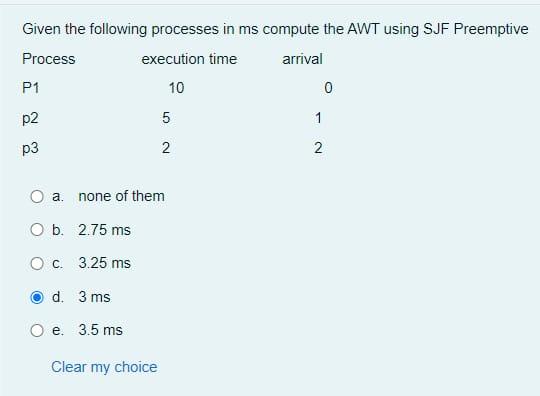 Solved Given the following processes in ms compute the AWT | Chegg.com