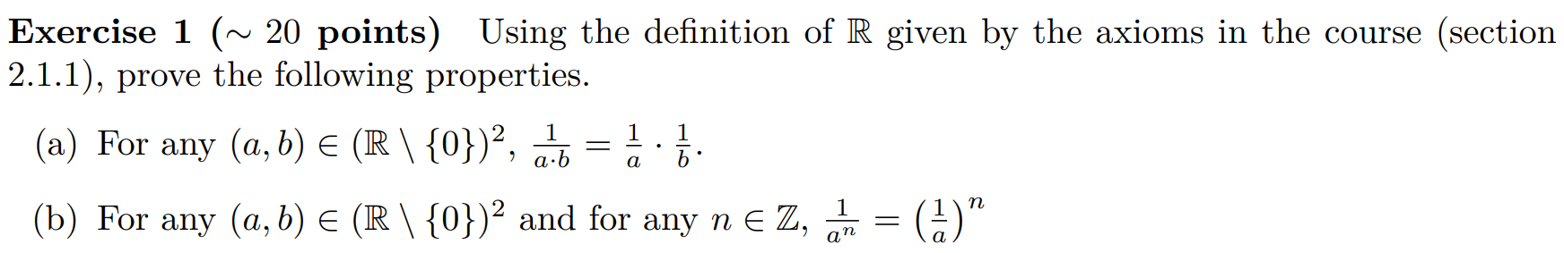 Solved Exercise 1 (~ 20 points) Using the definition of R | Chegg.com