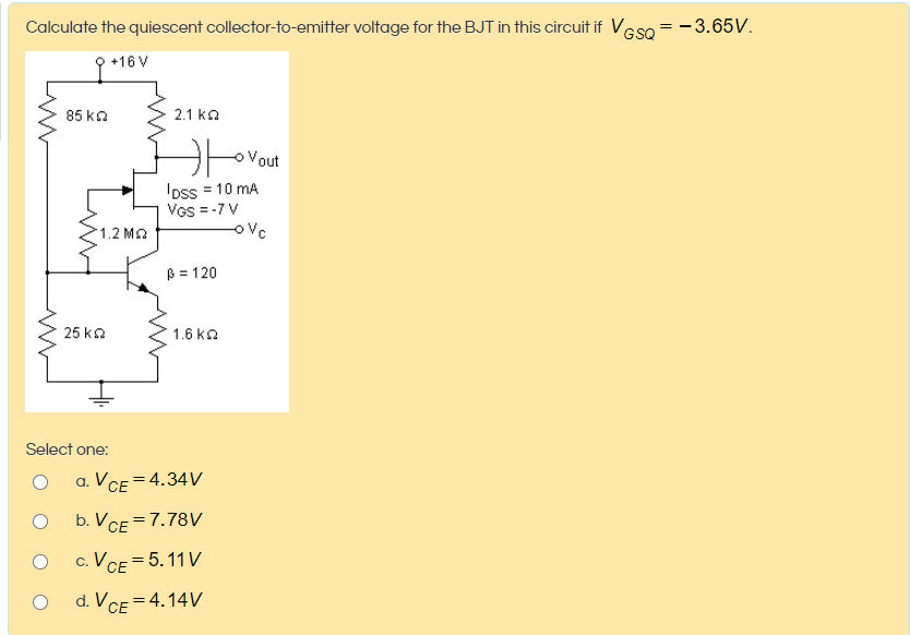Solved Calculate the quiescent collector-to-emitter voltage | Chegg.com
