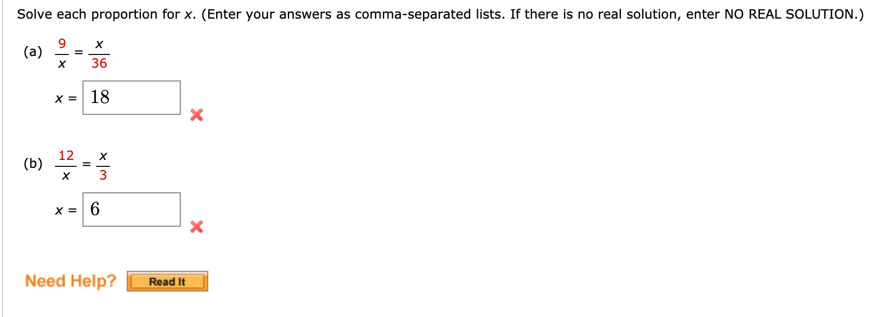 Solved Solve each proportion for x. (Enter your answers as | Chegg.com