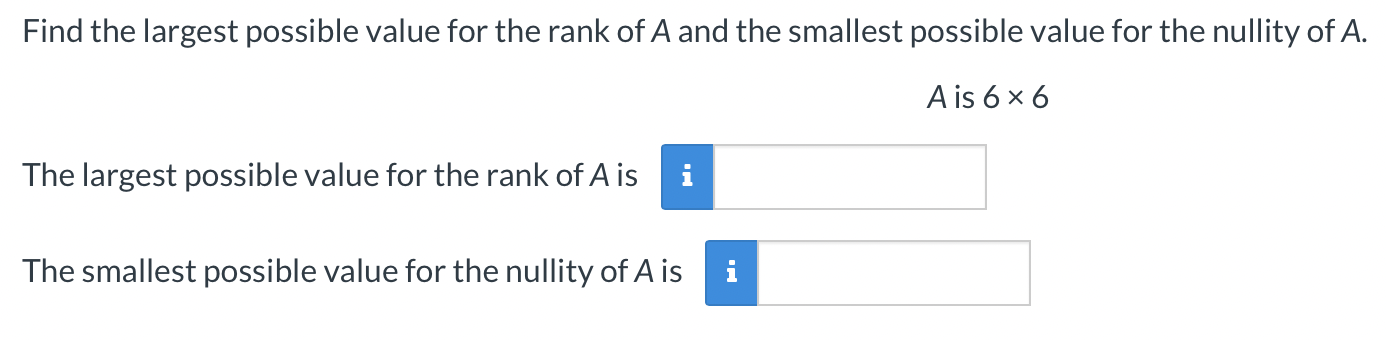 Solved Find the largest possible value for the rank of A and | Chegg.com