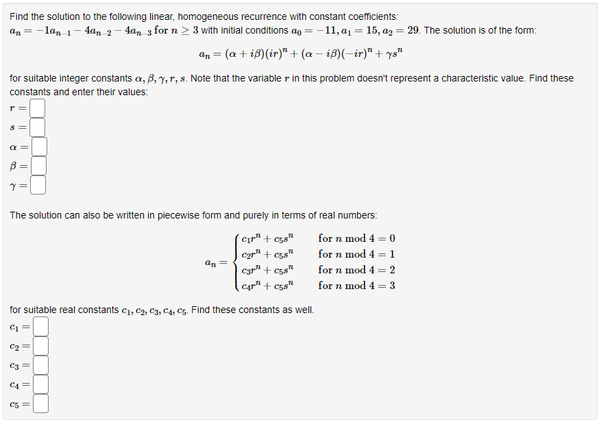 Solved Find The Solution To The Following Linear