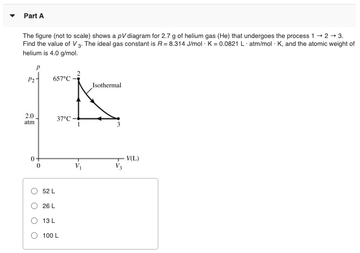Solved Part A The figure (not to scale) shows a pV diagram | Chegg.com