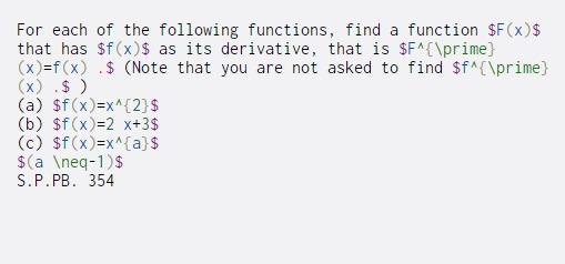 Solved For each of the following functions, find a function | Chegg.com