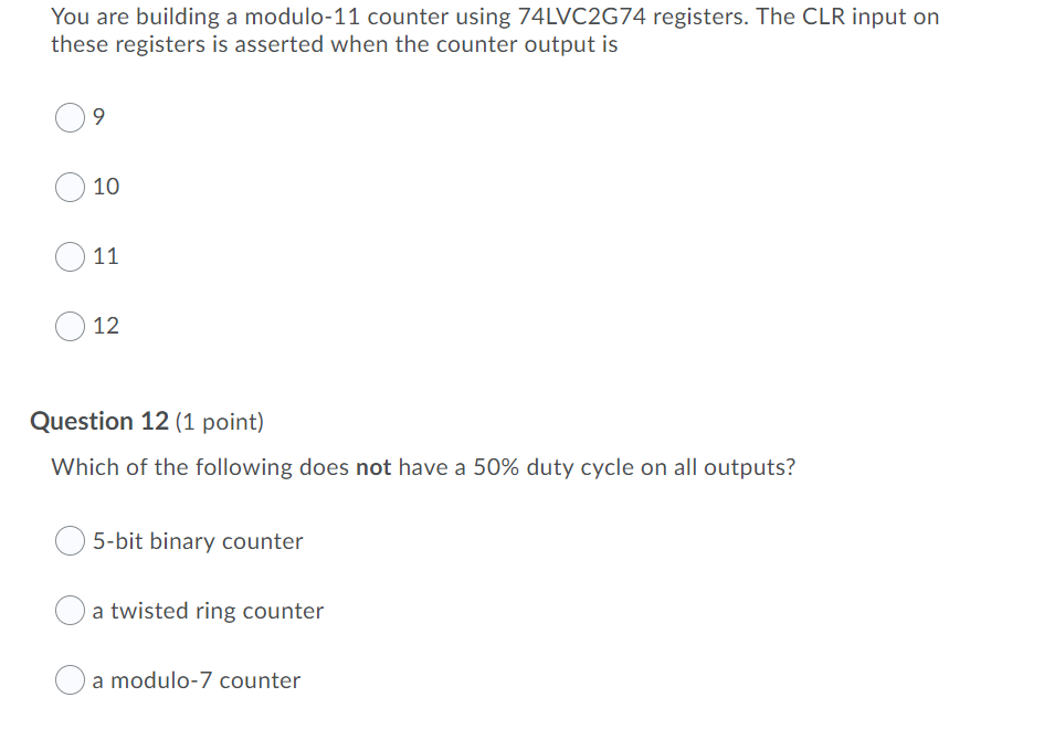 Solved You are building a modulo-11 counter using 74LVC2G74 | Chegg.com
