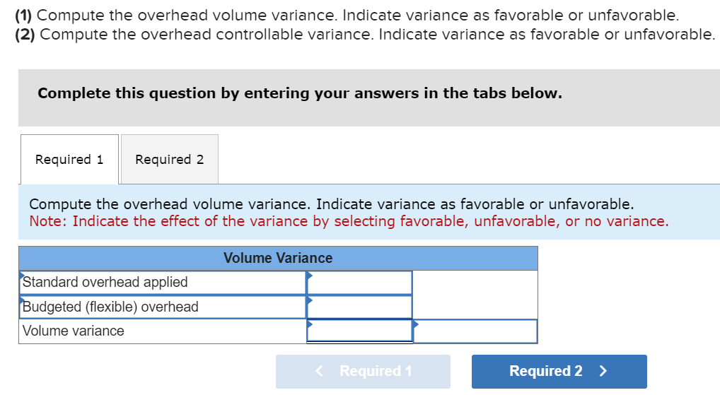 Solved (1) Compute the overhead volume variance. Indicate | Chegg.com