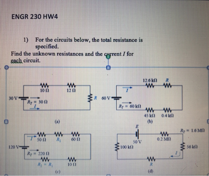 Solved ENGR 230 HW4 For the circuits below, the total | Chegg.com
