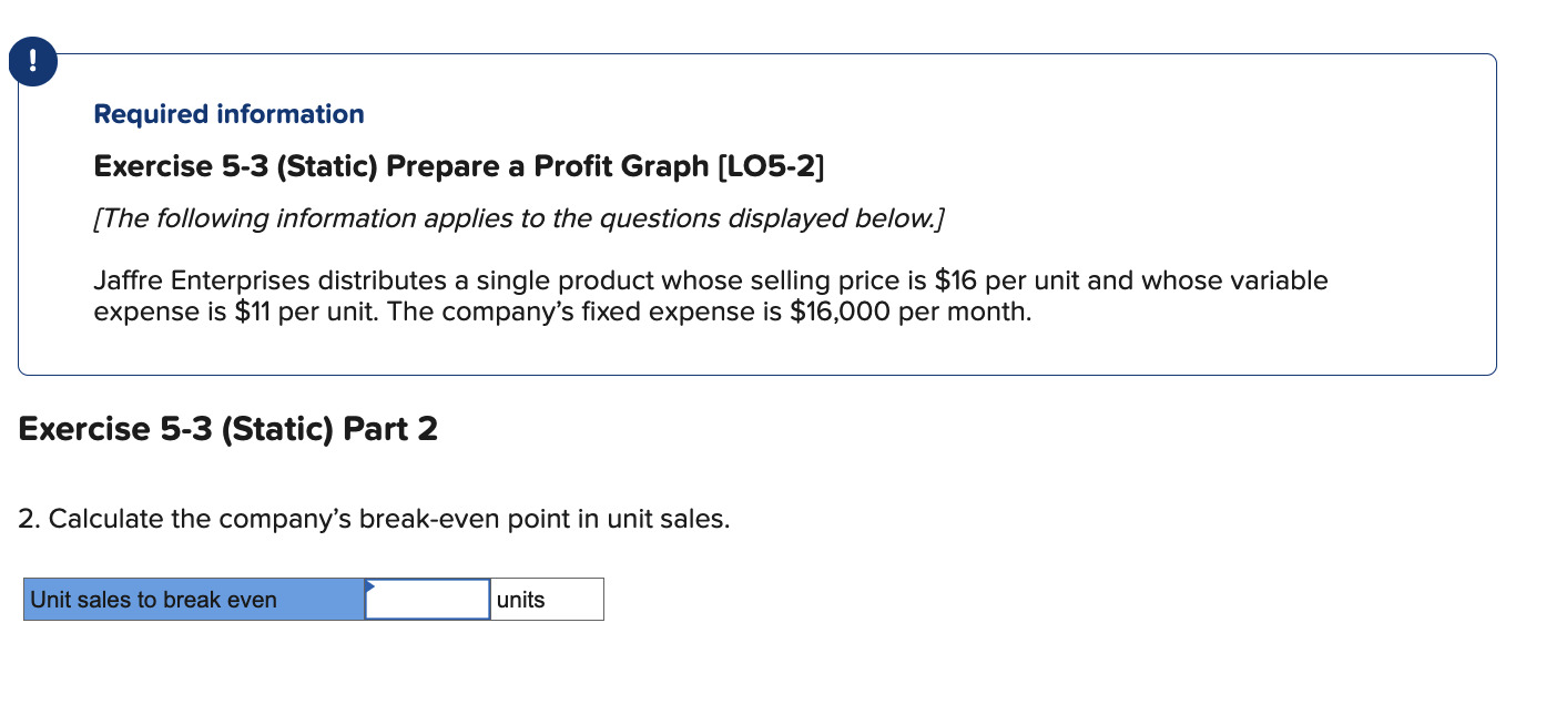 Solved Required information Exercise 5-3 (Static) Prepare a | Chegg.com