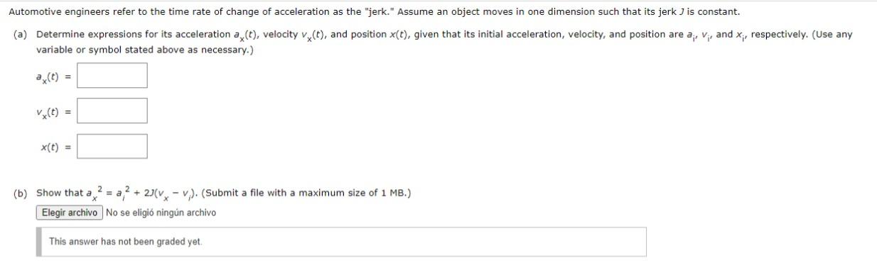 Solved variable or symbol stated above as necessary.) ax(t)= | Chegg.com