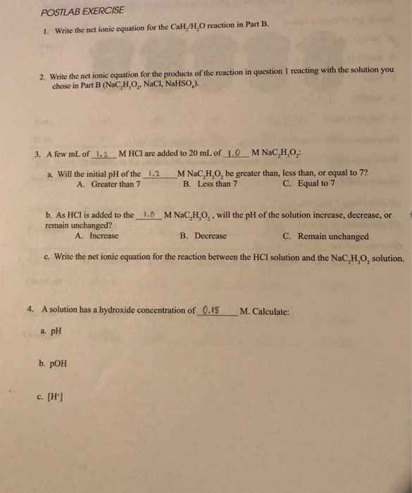 Solved EXPERIMENT 24: Brønsted-Lowry Acids and Bases DATA | Chegg.com