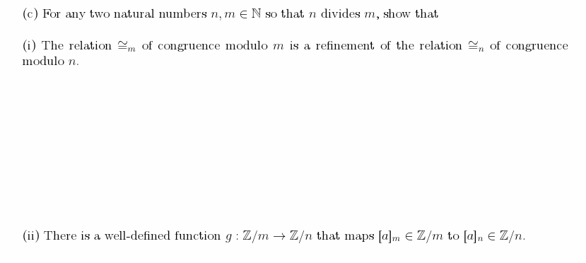 Solved (c) For any two natural numbers n,m∈N so that n | Chegg.com
