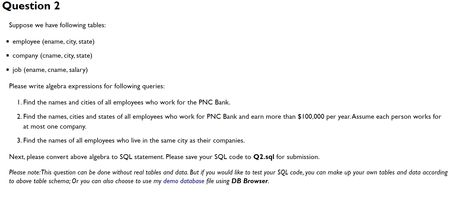 Solved Suppose we have following tables: - employee (ename, | Chegg.com