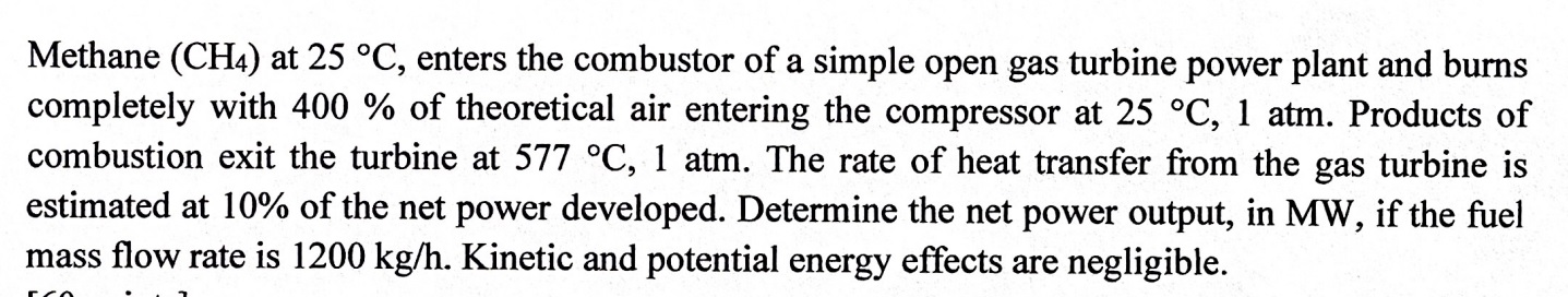 Solved Methane (CH4) at 25∘C, enters the combustor of a | Chegg.com