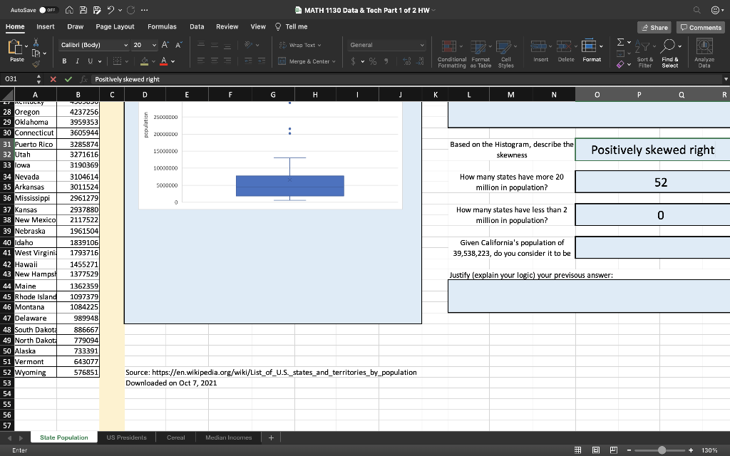 Solved AutoSave OFF A B 9 2 o .... Home Insert Draw Page | Chegg.com