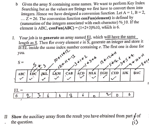 Solved b Given the array S containing some names. We want to | Chegg.com